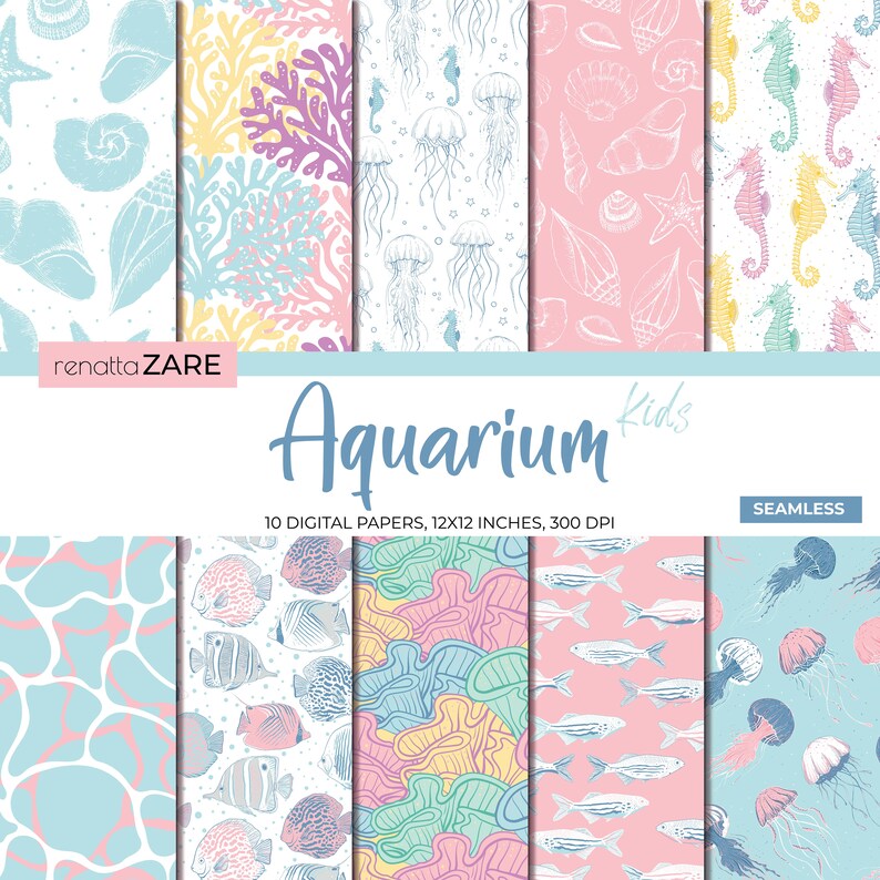 10 Underwater Digital Paper Seamless Digital Paper Aquarium - Etsy