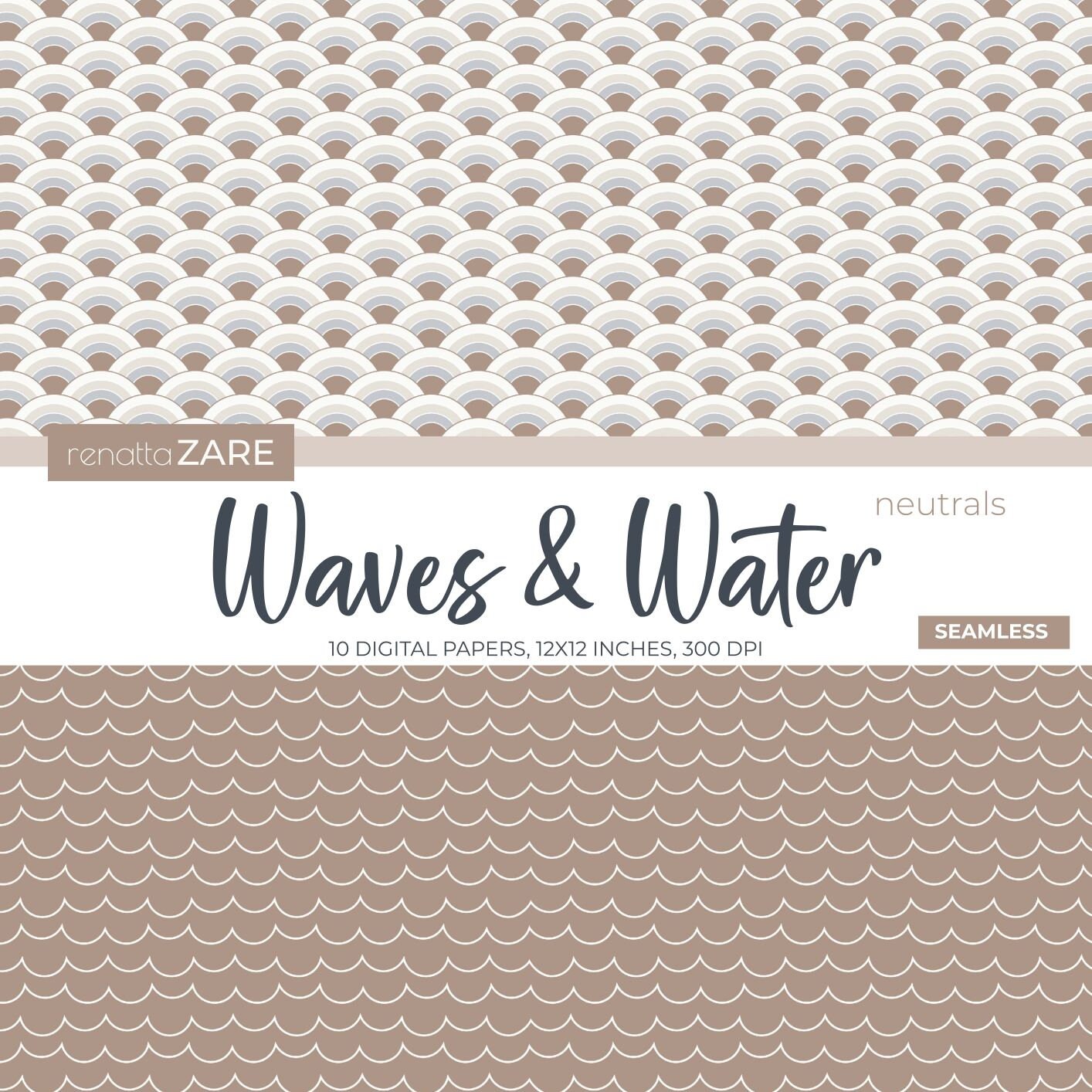 10 Waves and Water Seamless Digital Papers. Sea Water Papers. Earth ...