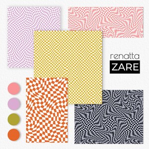 10 Wavy Crazy Checker Seamless Digital Paper, Checkered Pattern ...