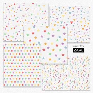 Pastel Confetti Digital Paper Pack 10 Seamless Patterns Fun Geometric ...