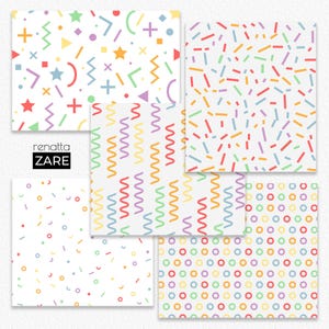 Pastel Confetti Digital Paper Pack 10 Seamless Patterns Fun Geometric ...