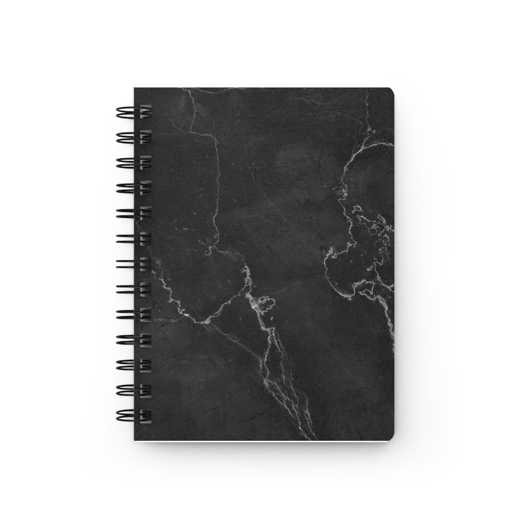 Black Marble Pattern Spiral Notebook | Spiral Bound Journal - Etsy