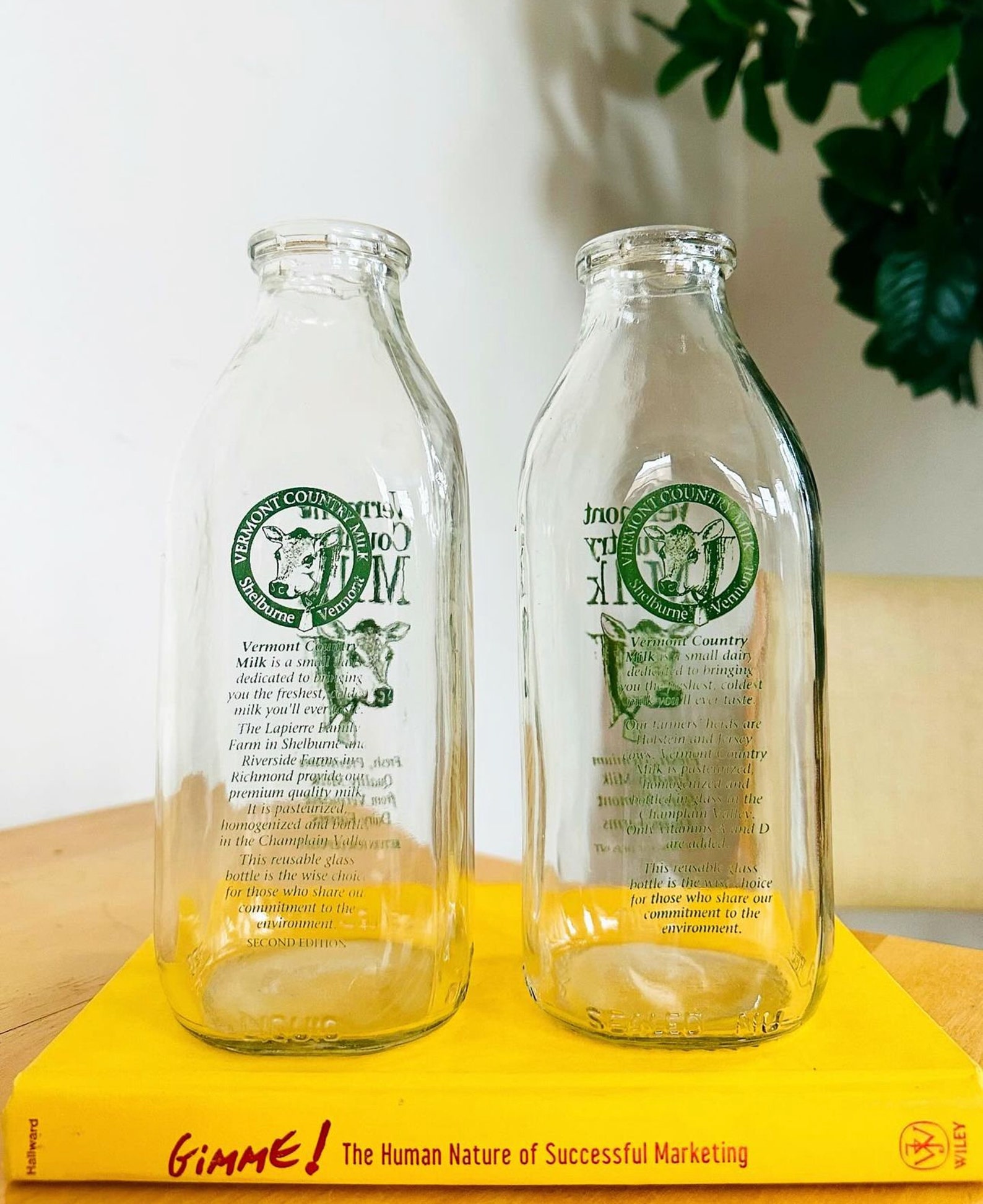 Vintage Glass Milk Bottle Vermont Country Milk Cow - Etsy