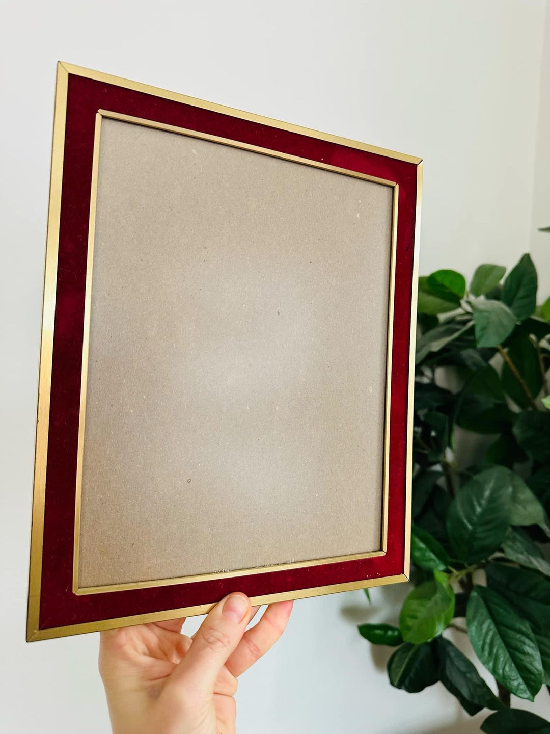 Vintage Red Velvet Brass Picture Frame - Etsy