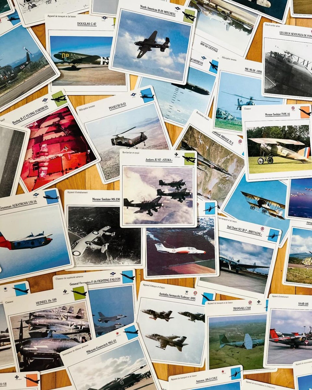 Lot of 56 Vintage 1988 Aviation Cards War Airplanes Fiches Aviation ...