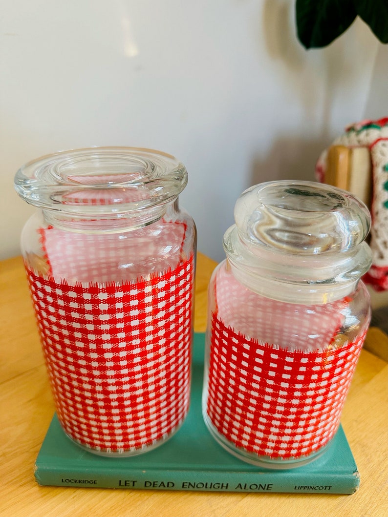 Vintage Glass Canister Set Containes Red White Transparent Kitchen ...