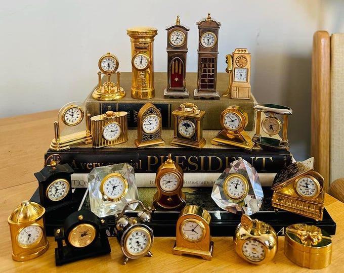 Vintage Miniatures Clock Gold Silver Phone Grandfather Gift Piano Apple ...