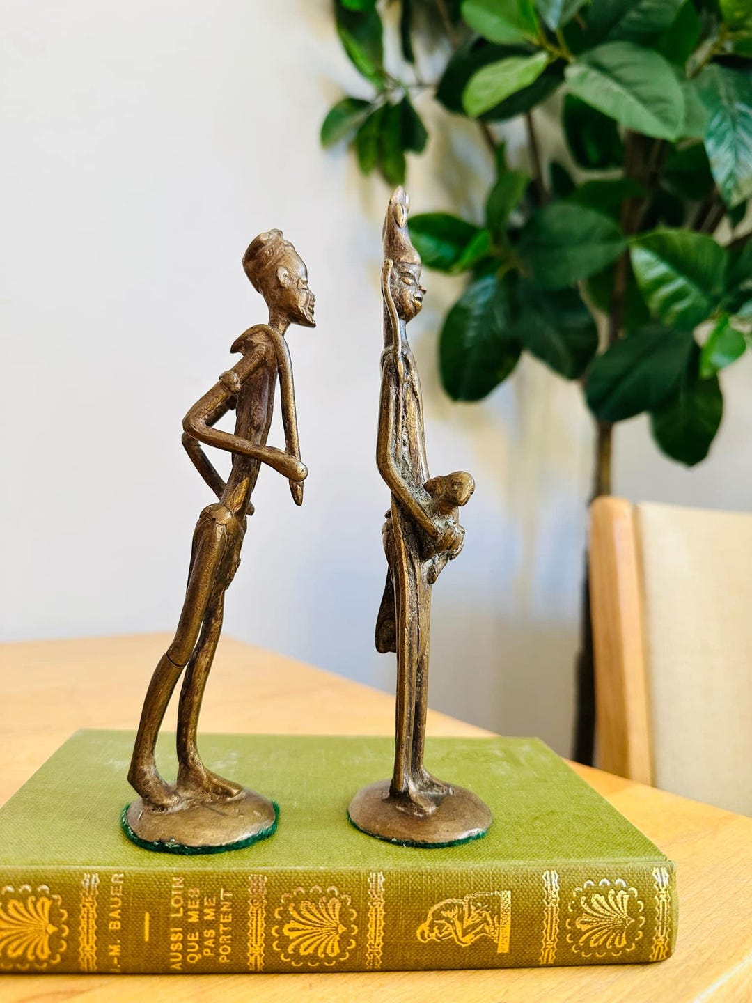 Set of 2 Vintage African Bronze Statues Brass - Etsy