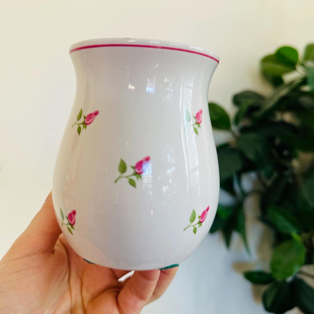 Vintage Teleflora Pink Flower Rose Ceramic Planter Pot Vase Planter ...