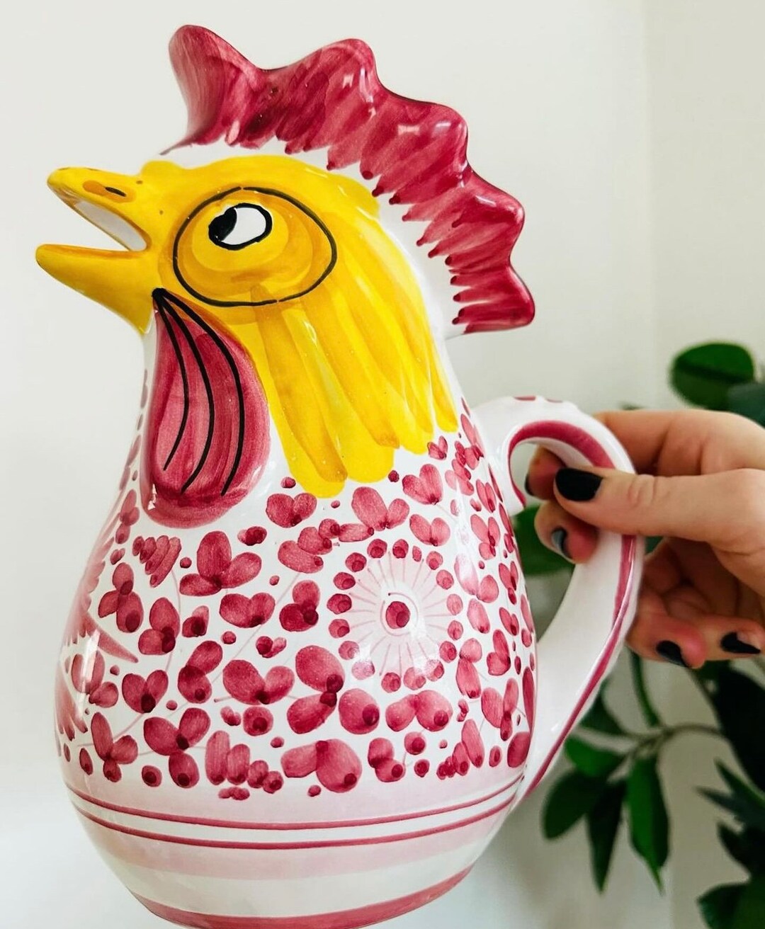 Large Vintage Italian Deruta Rooster Pitcher Hand Painted - Etsy