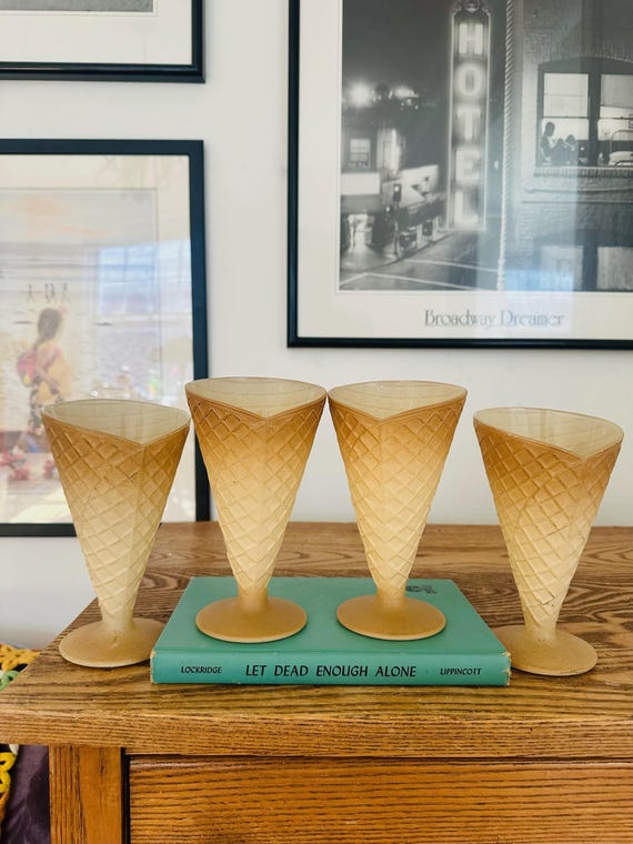 Set of 4 Vintage Sundae Ice Cream Bowls Waffle Cone Dishes Bormioli Rocco Italy Etsy UK