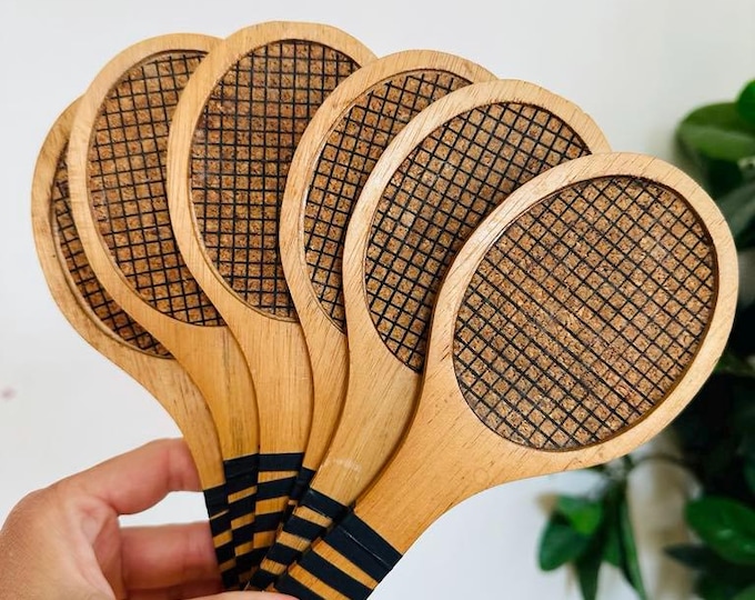 Set of 6 Vintage Wood Cork Tennis Racket Coasters Badminton - Etsy
