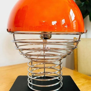 Large Glass Orange Lamp Chrome Ball Lampe Verre Orange Chrome Bauhaus ...