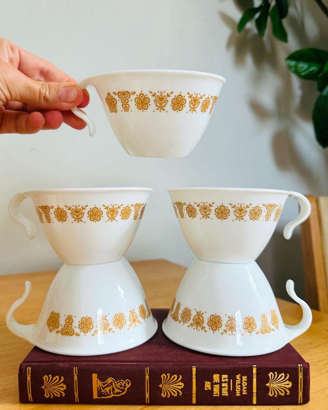 Vintage Butterfly Gold Corelle Corning USA Vitrelle Unbreakable Cups ...
