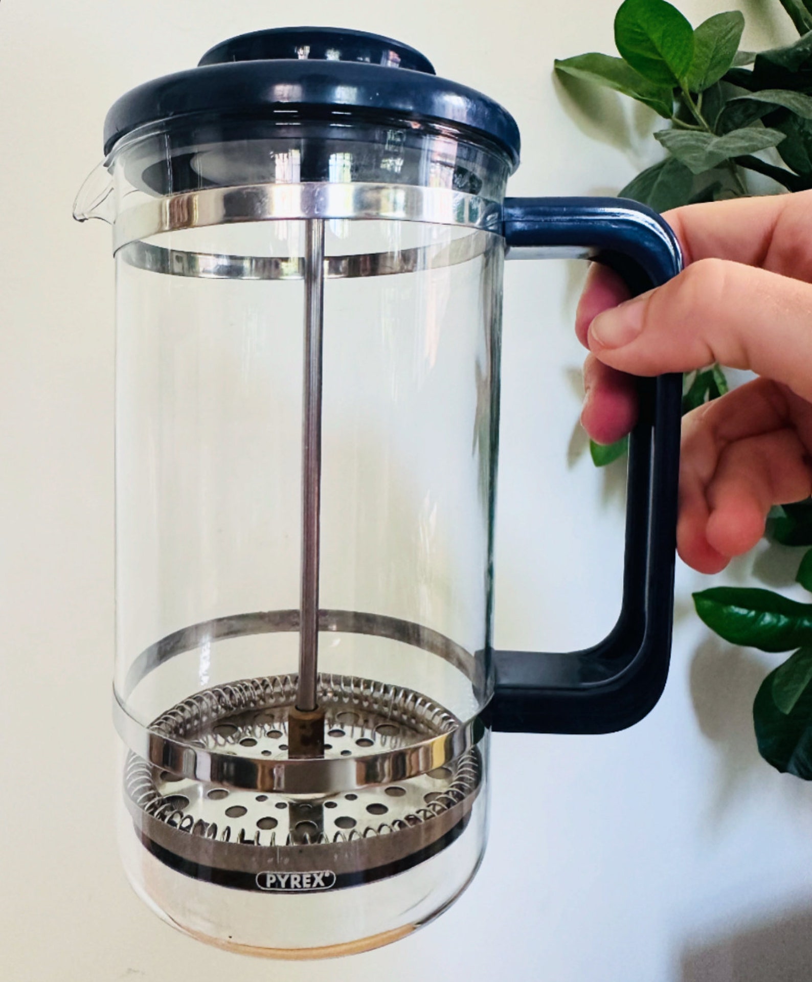 Vintage Pyrex French Press Bodum Coffee Maker Navy Blue Cafetière à ...
