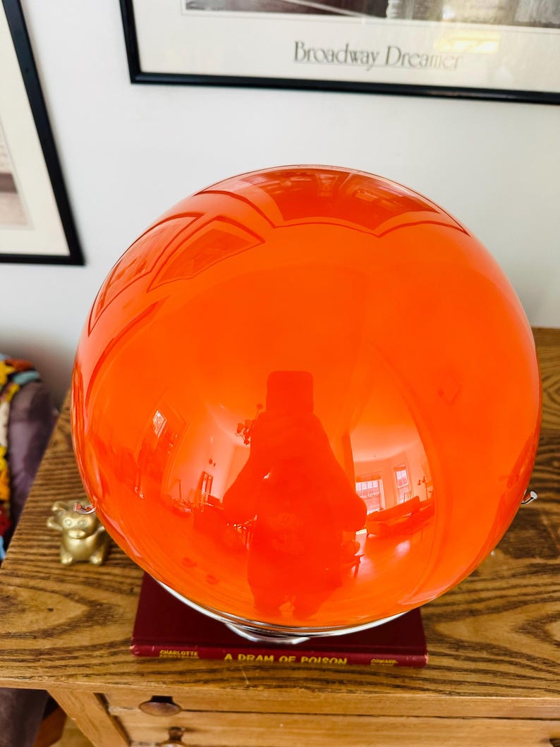 Large Glass Orange Lamp Chrome Ball Lampe Verre Orange Chrome Bauhaus ...