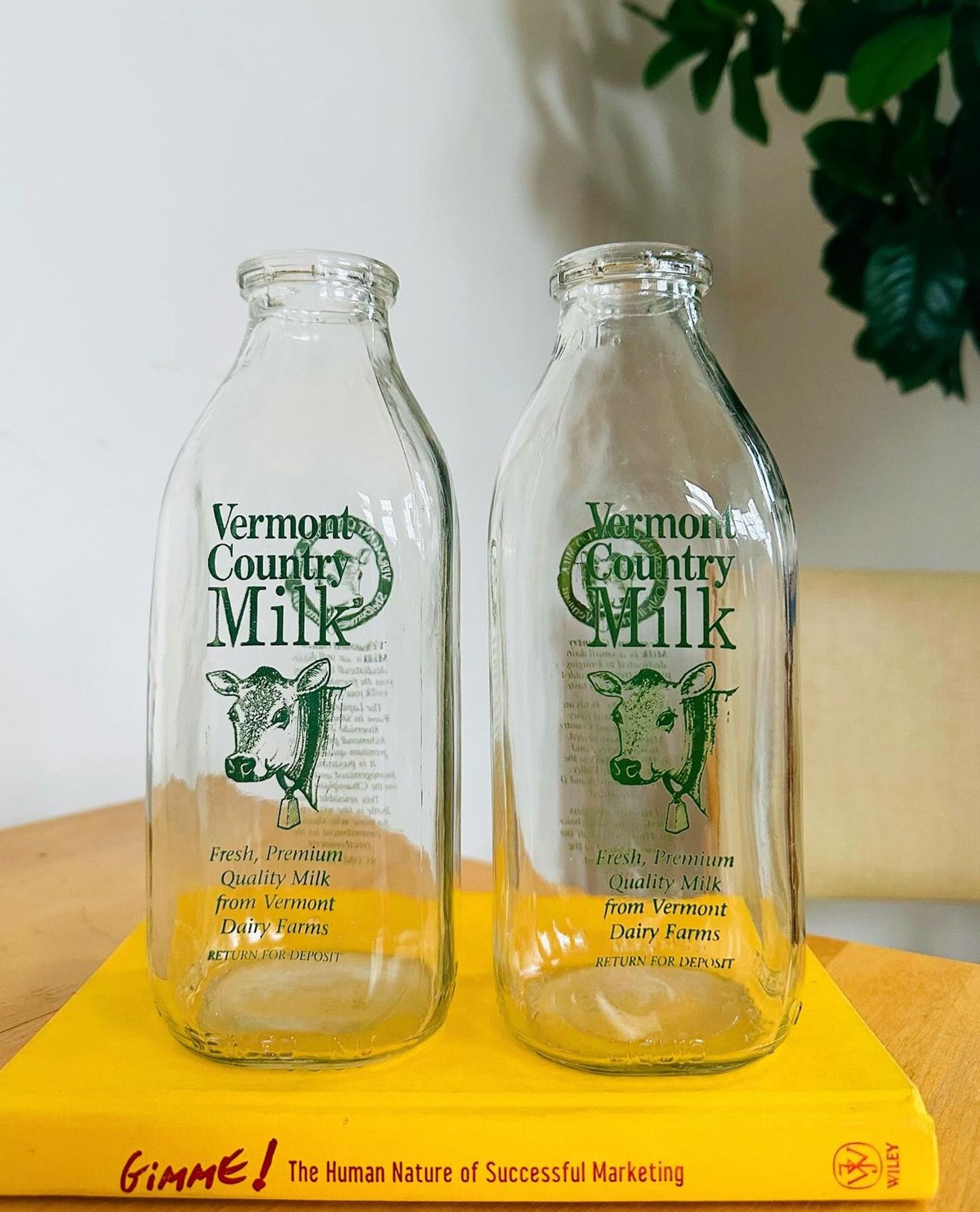 Vintage Glass Milk Bottle Vermont Country Milk Cow - Etsy