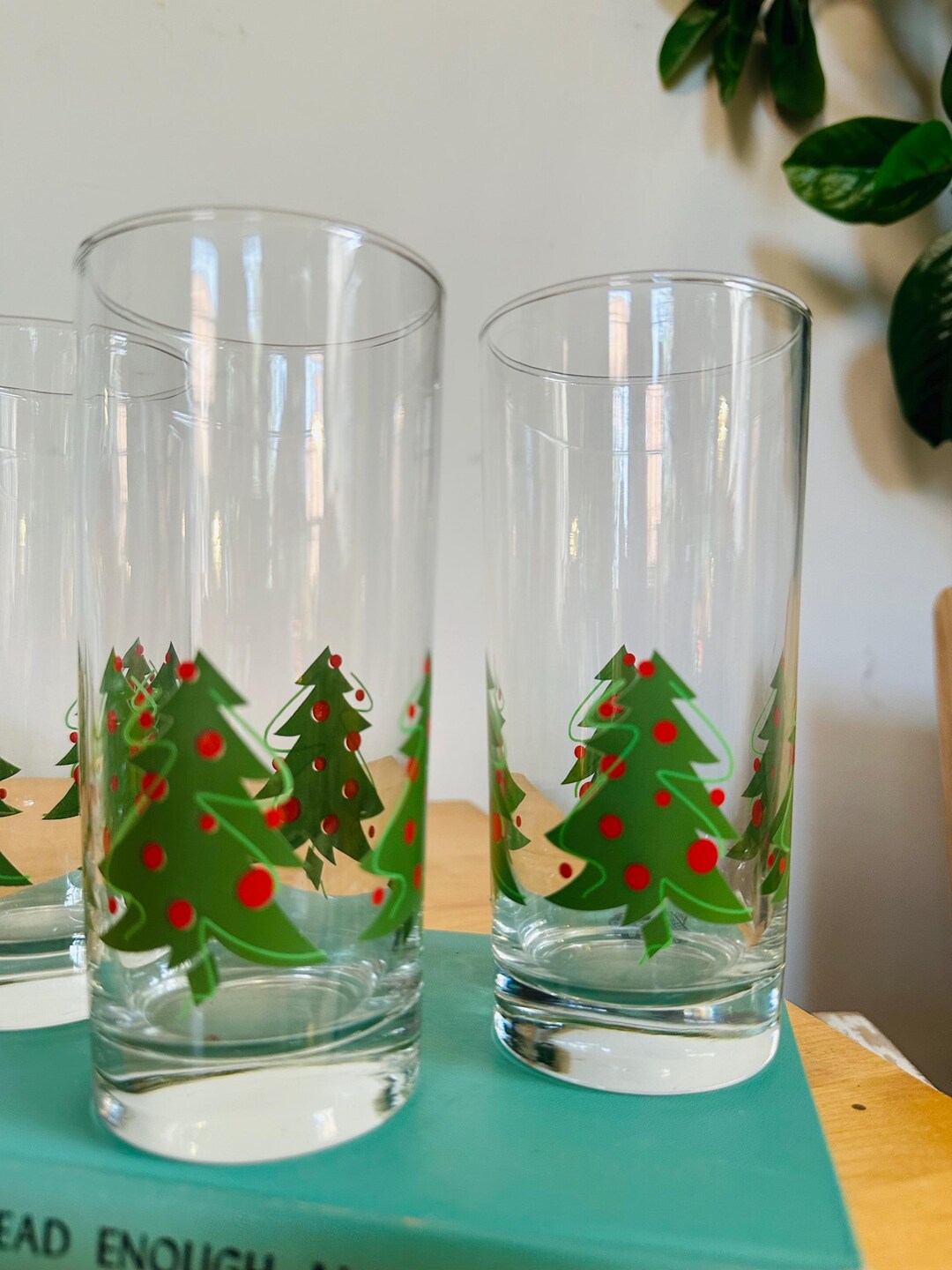 Set of 3 Large Vintage Libbey Christmas Tree Holidays Tall Tumblers ...