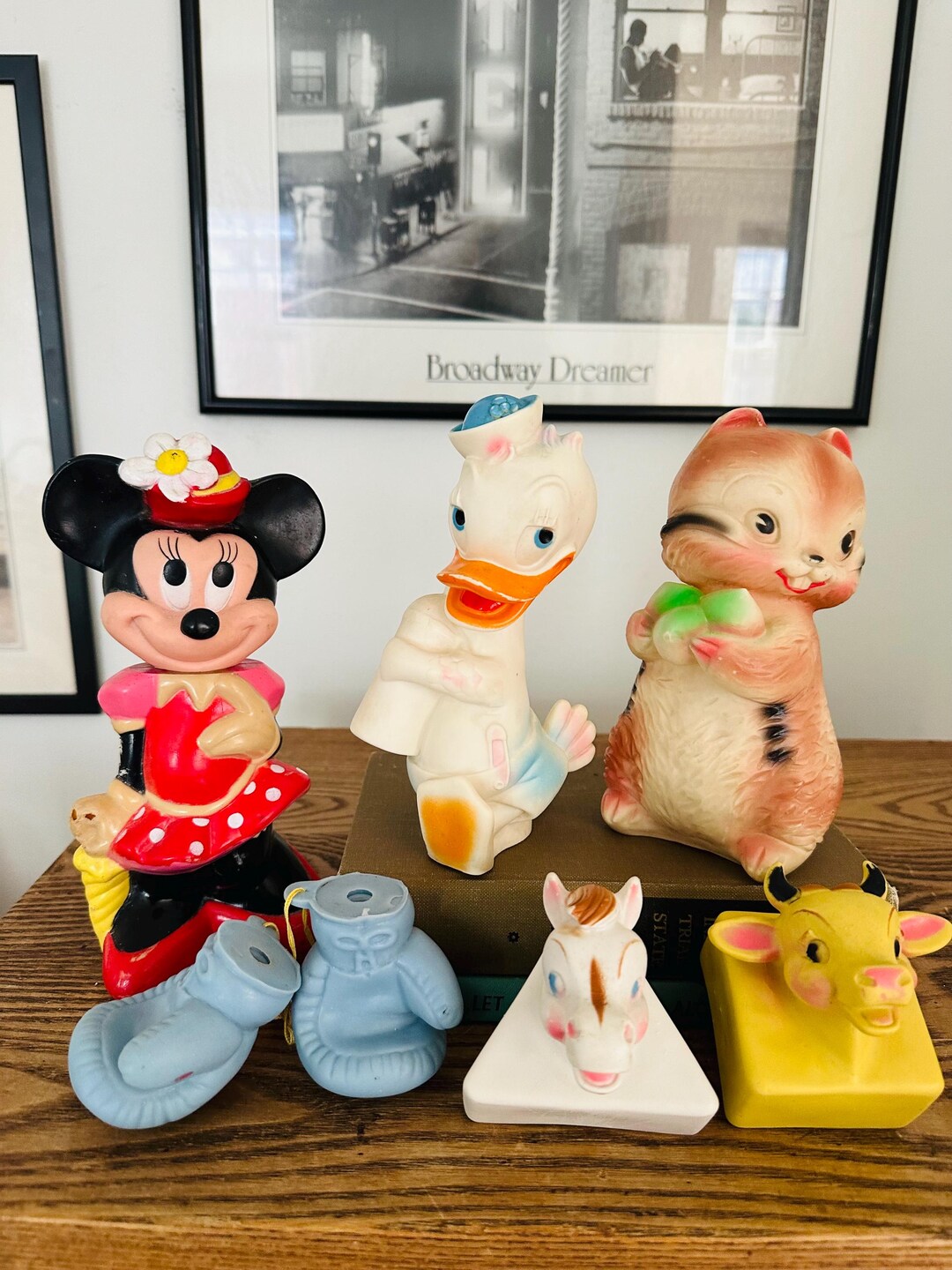 Vintage 1960 1970 Squeaky Toys Disney Minnie Mouse Bottle Squirrel ...