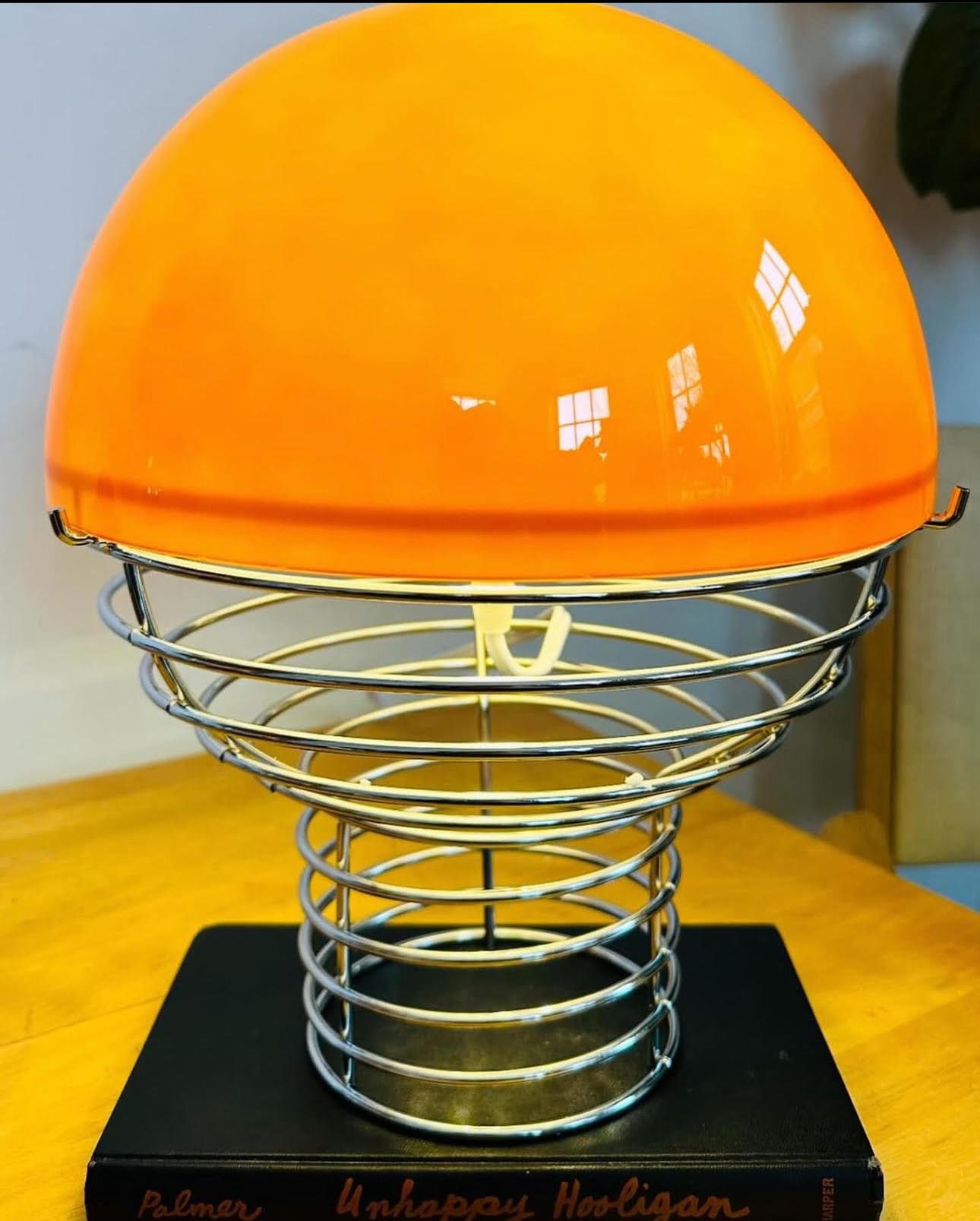 Large Glass Orange Lamp Chrome Ball Lampe Verre Orange Chrome Bauhaus ...