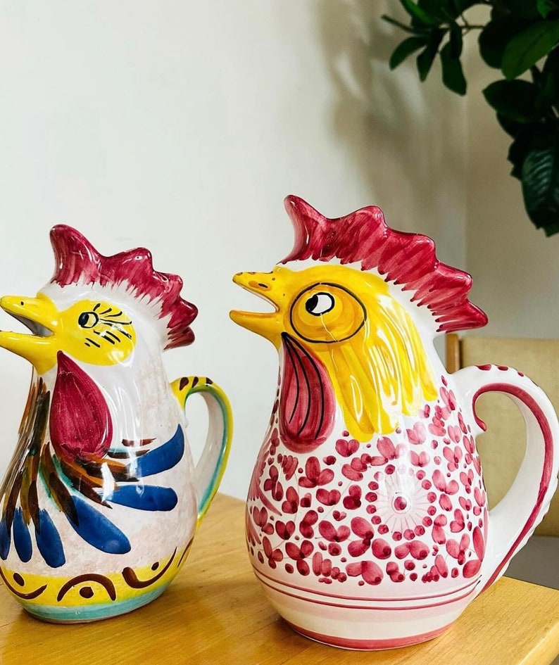 Large Vintage Italian Deruta Rooster Pitcher Hand Painted - Etsy