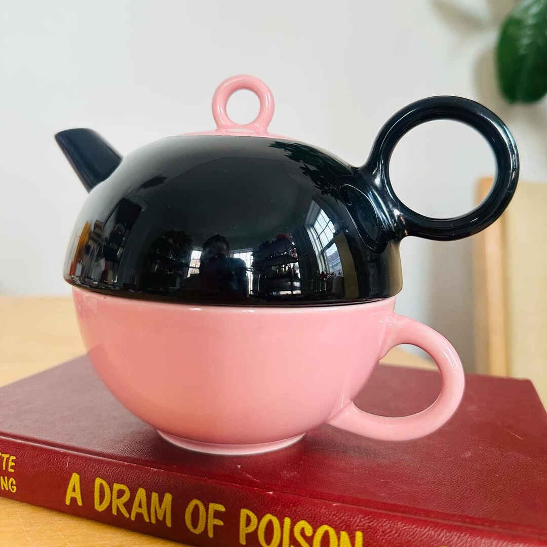 Vintage Teapot and Cup Stacking Teapot Tea Set Tea for One Ceramic Pink ...