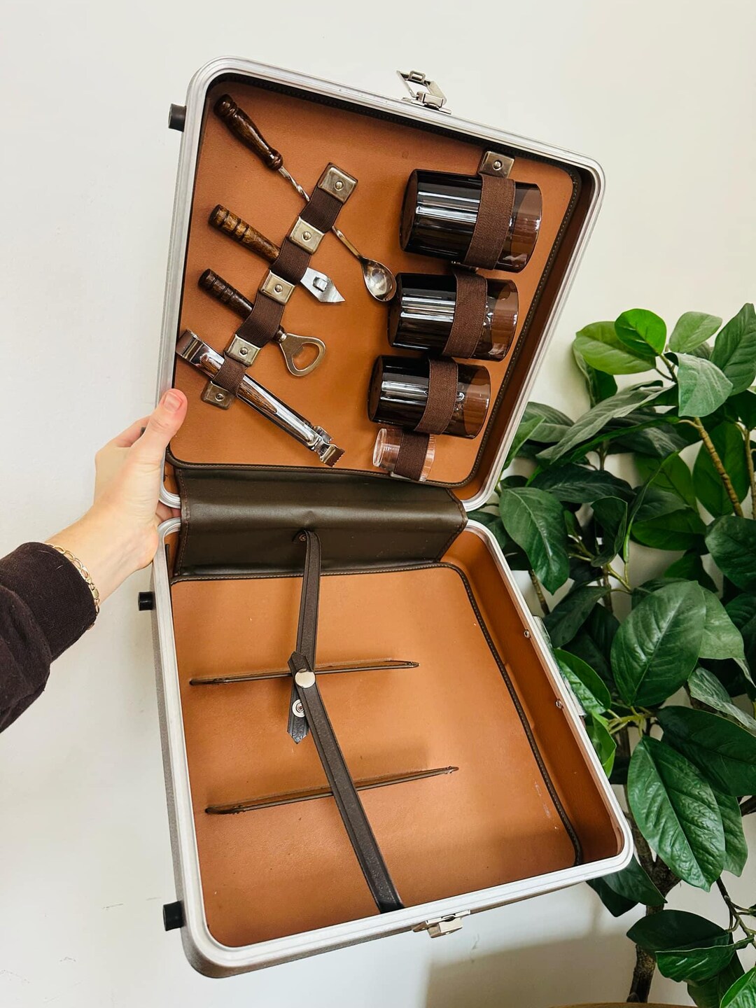 Mid Century Portable Suitcase Cocktail Set Briefcase Liquor Vintage - Etsy