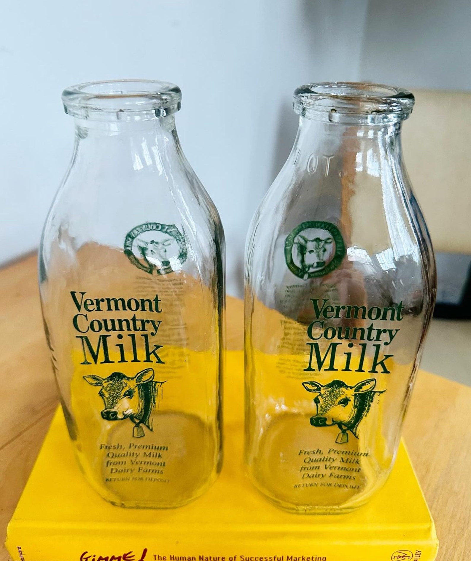 Vintage Glass Milk Bottle Vermont Country Milk Cow - Etsy