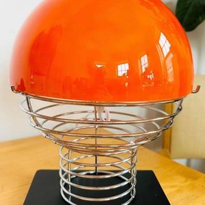 Large Glass Orange Lamp Chrome Ball Lampe Verre Orange Chrome Bauhaus ...