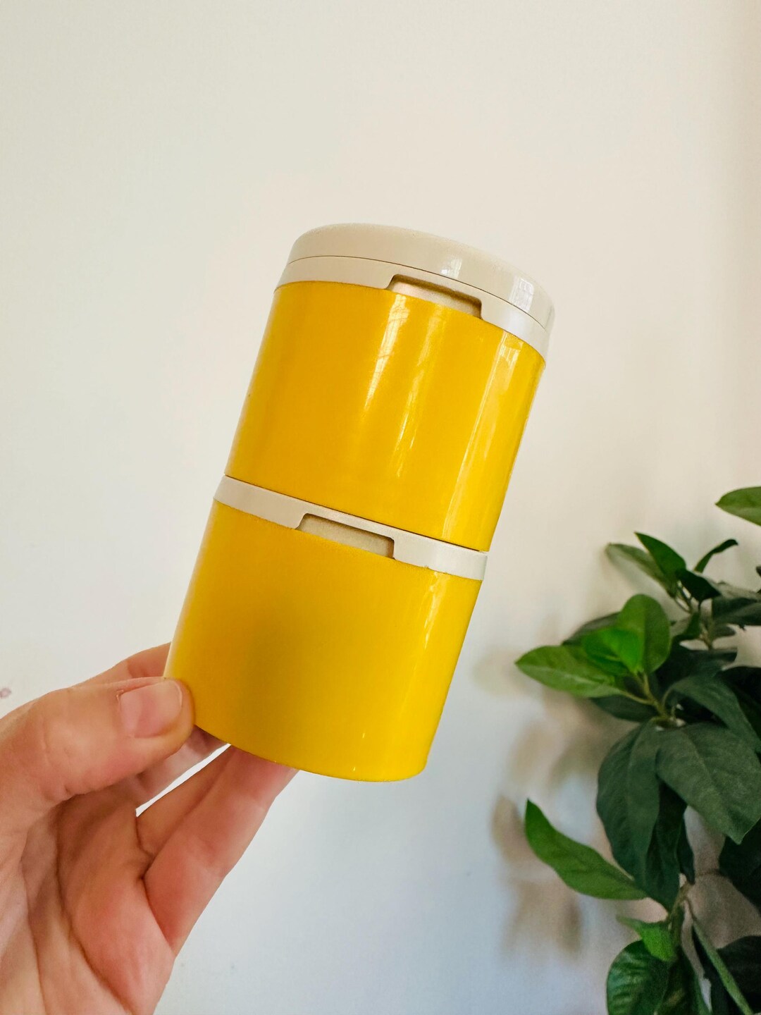 Vintaga Yellow Tupperware Stackable Salt and Pepper Shakers Spice ...