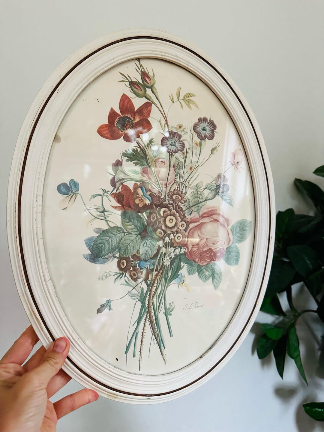 Vintage Jean Louis Prevost 1760-1810 Painting Oval Frame White Wood ...