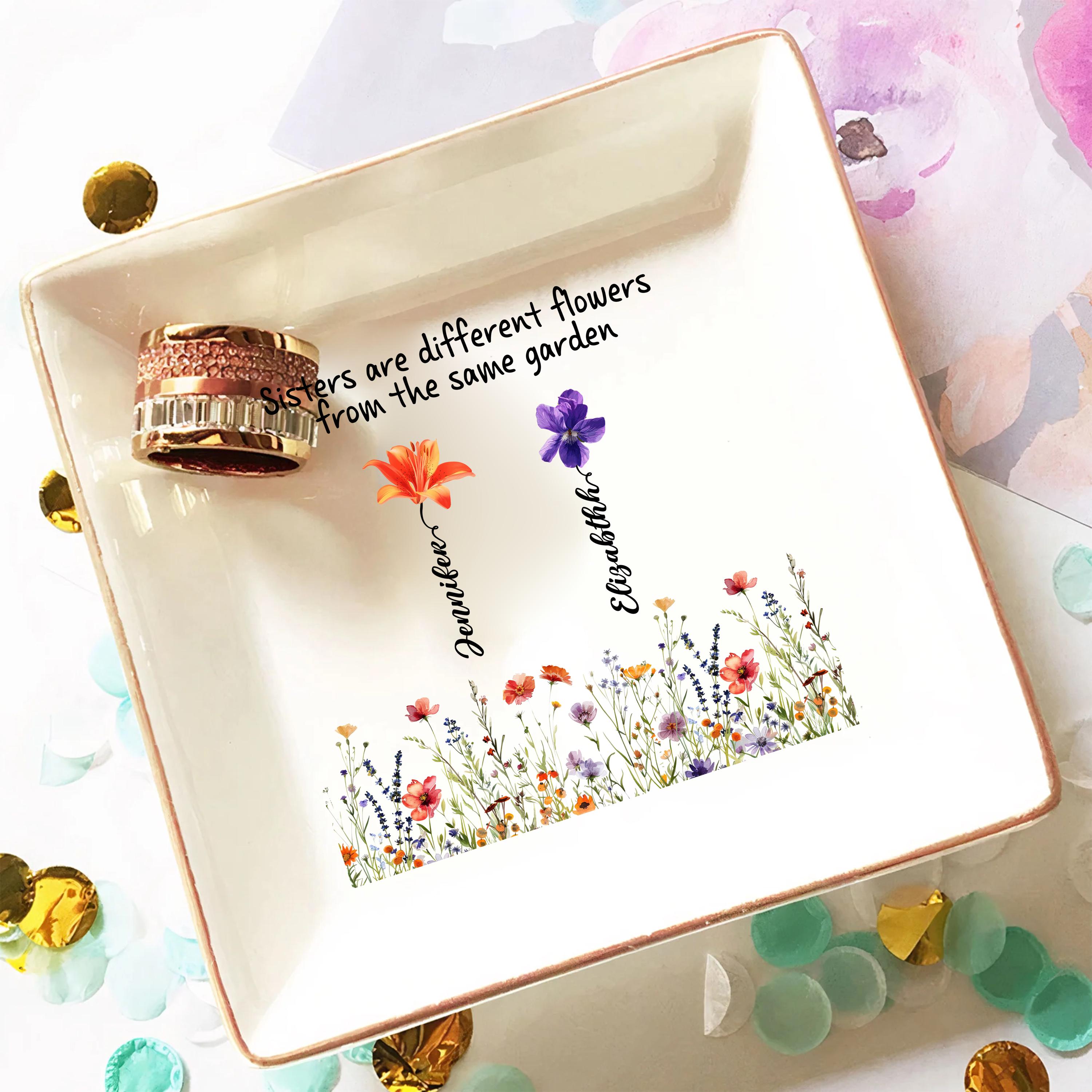 Personalized Sister Ring Dish With Birth Flower, Sisters Are Different ...