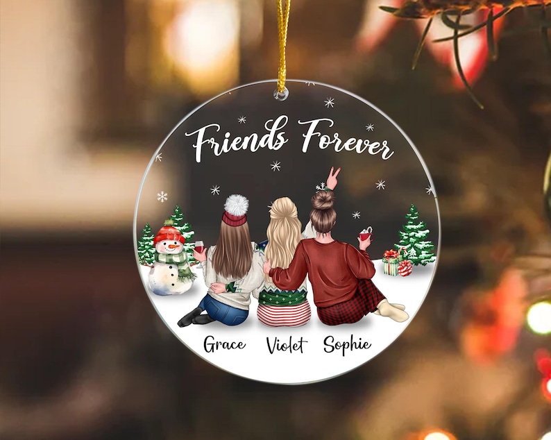 Custom Best Friend Forever Christmas Ornament 2024, Personalized ...