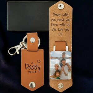 Personalized Leather Keychain With Photo, Custom Photo Gift for Dad ...