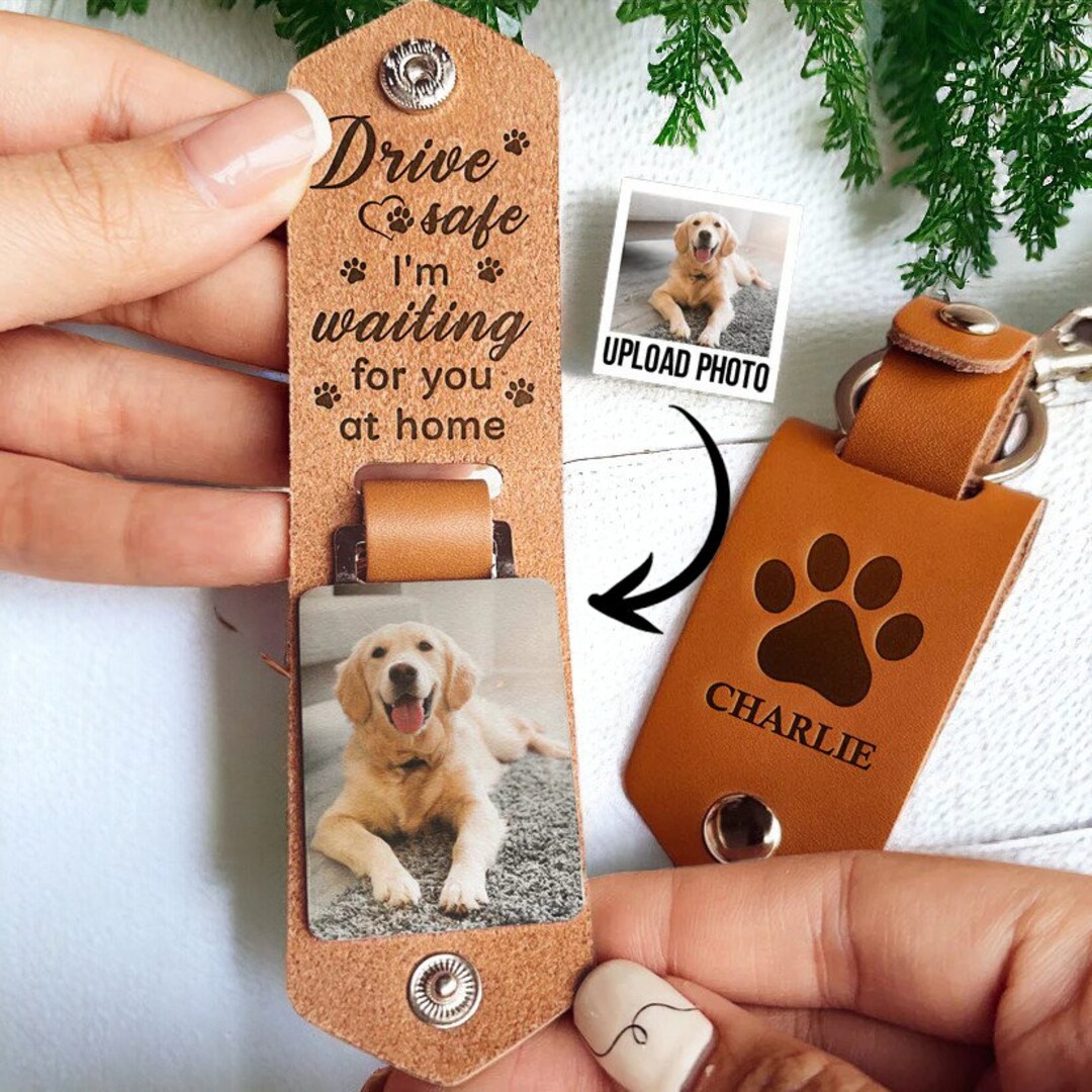 Personalized Leather Keychain With Photo, Custom Photo Gift for Dad ...