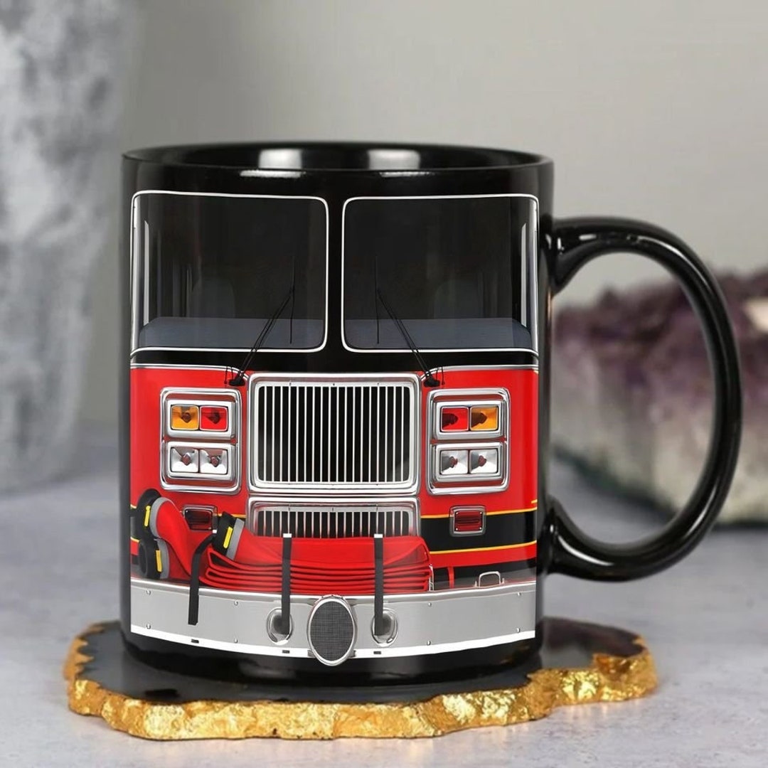 Firefighter Red Truck Mug, Firefighter Retirement Gift for Men and ...