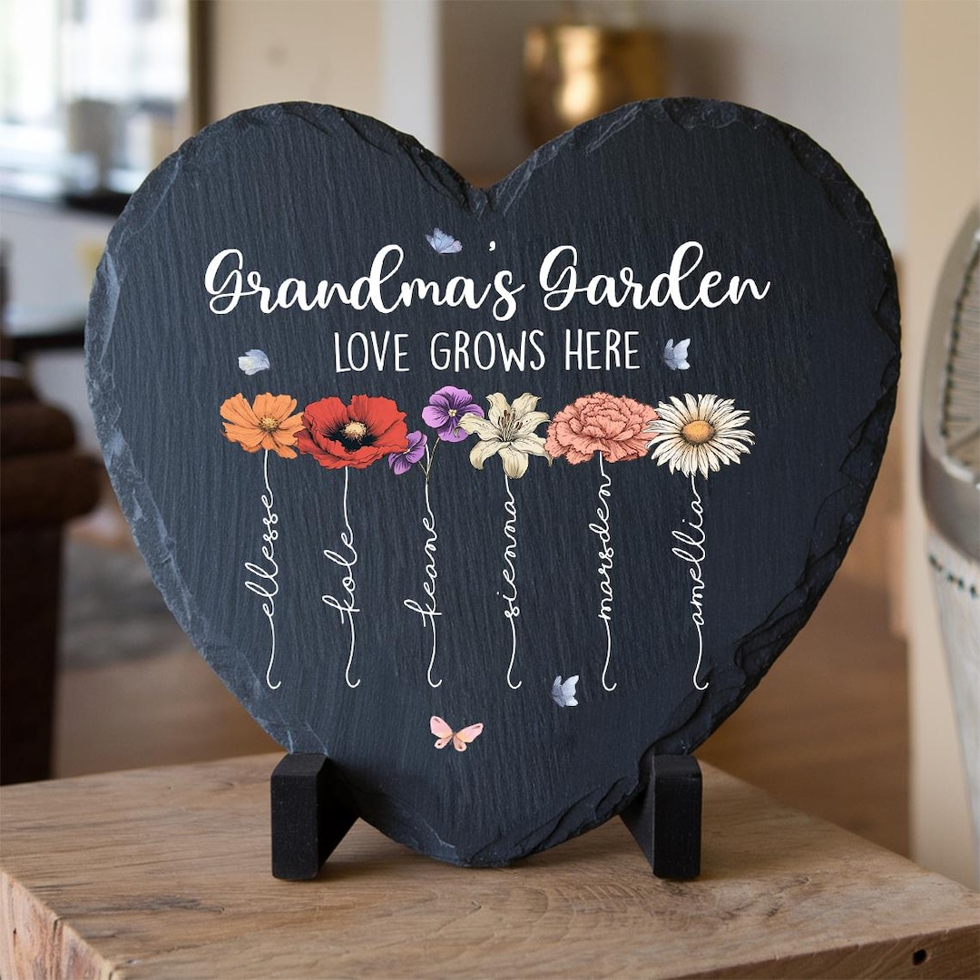 Personalized Garden Stone, Mothers Day Gifts for Grandma With Grandkid ...