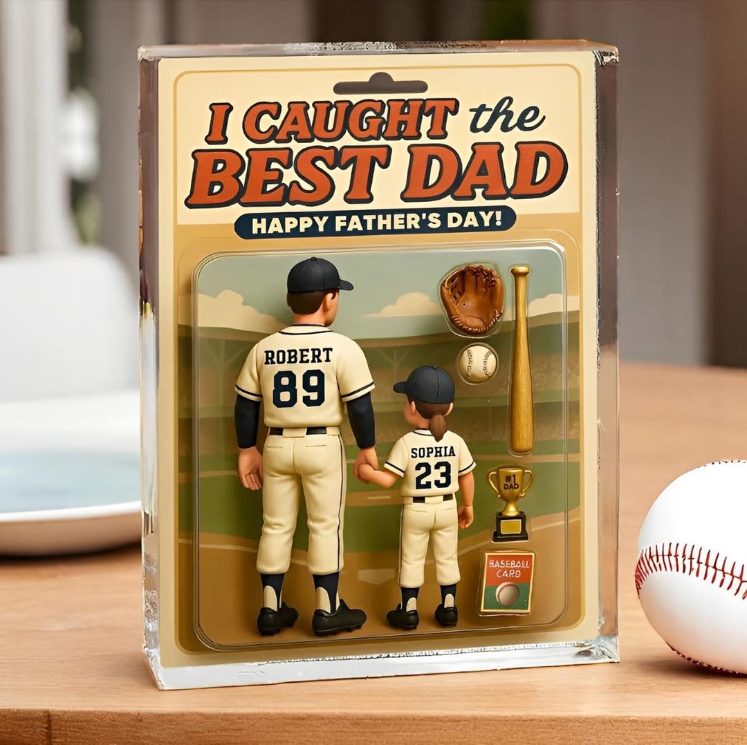 We Caught the Best Dad Baseball Custom Figure Personalized 2D Acrylic ...