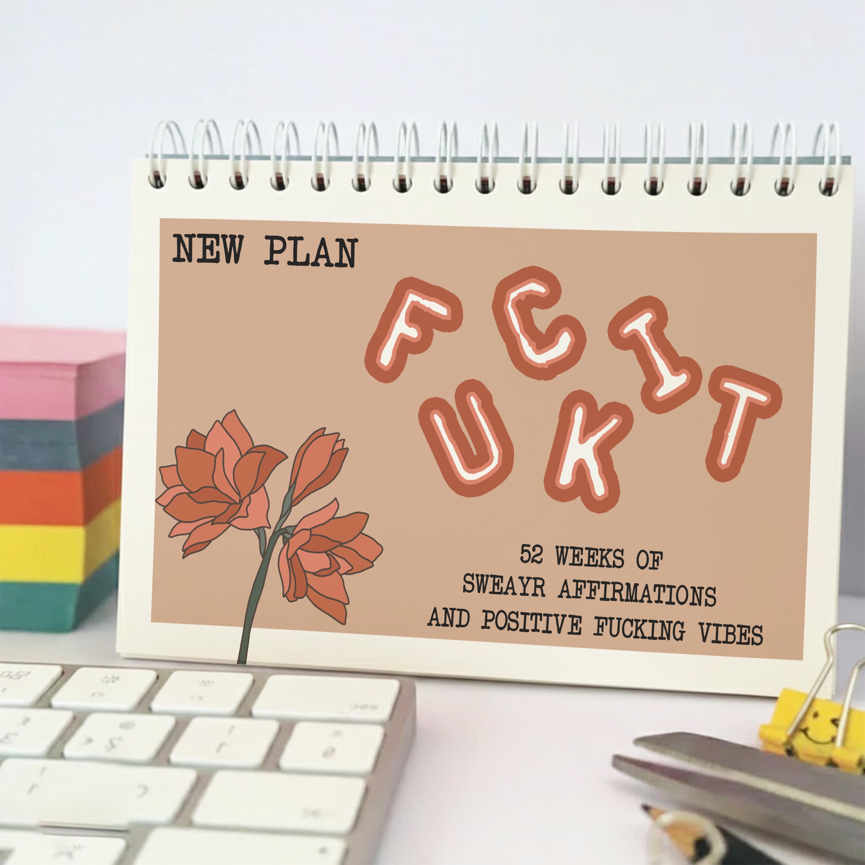 Sweary Affirmation Desk Flip Chart Desk Pad Book, 52 Weeks of Positive ...