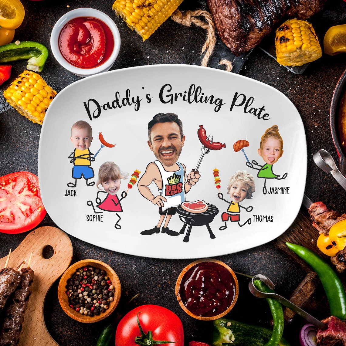 Personalized Dad Grilling Platter, Father's Day Gift From Kids - Etsy