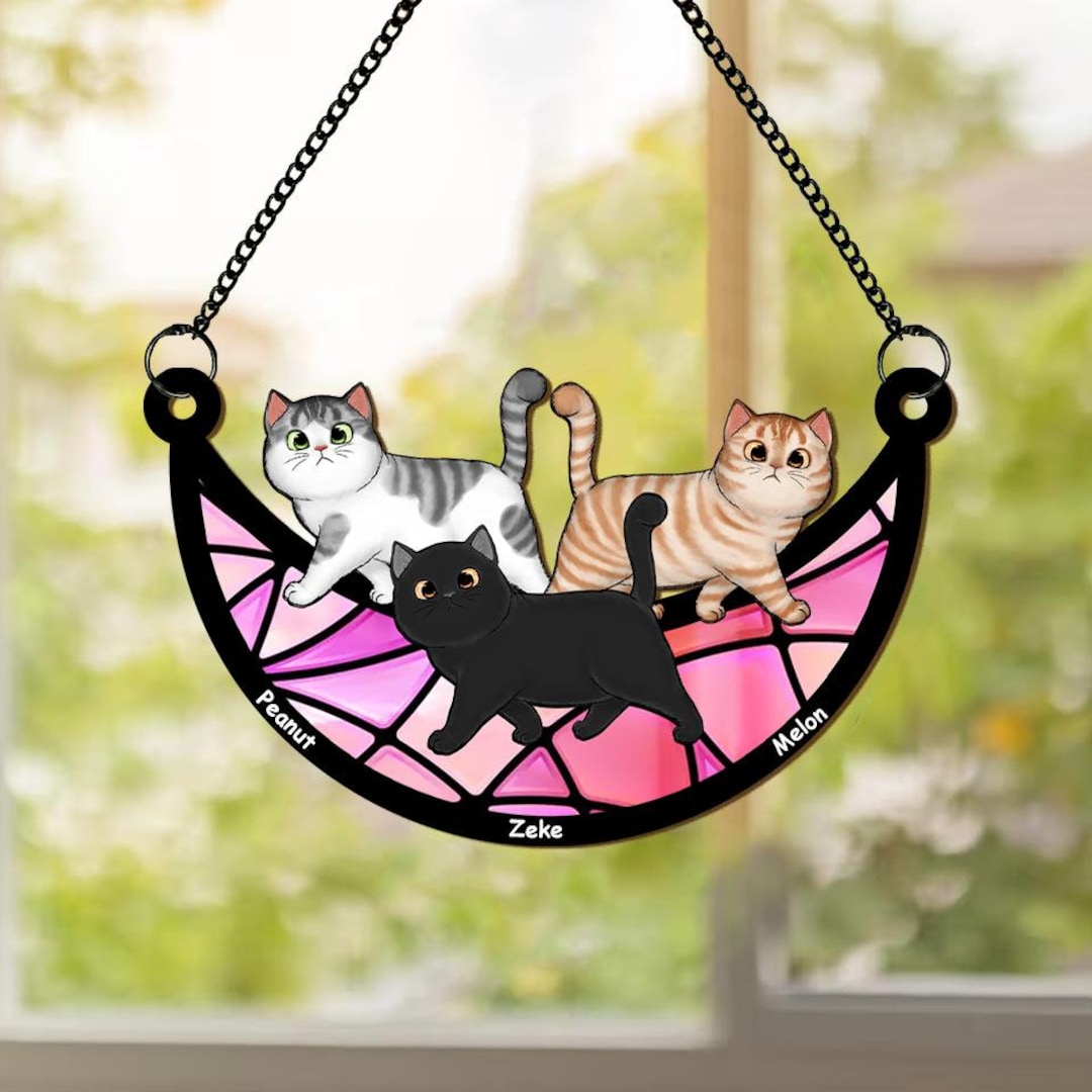 Personalized Cats Window Hanging Suncatcher, Custom Cats Sign Decor ...