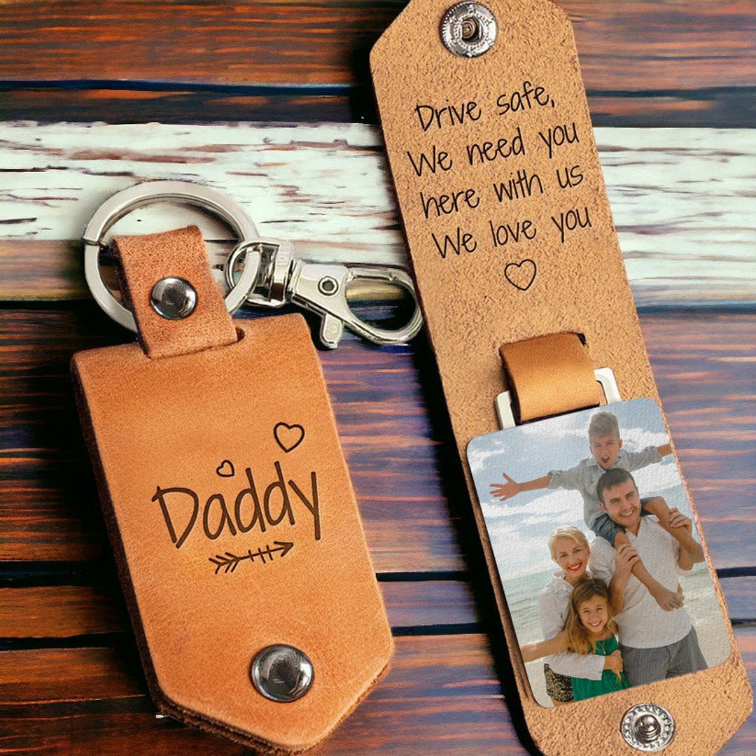 Personalized Leather Keychain With Photo, Custom Photo Gift for Dad ...