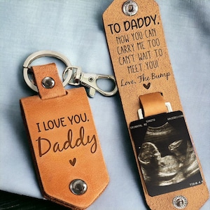 Personalized Leather Photo Keychain, Ultrasound Baby Keychain, First ...