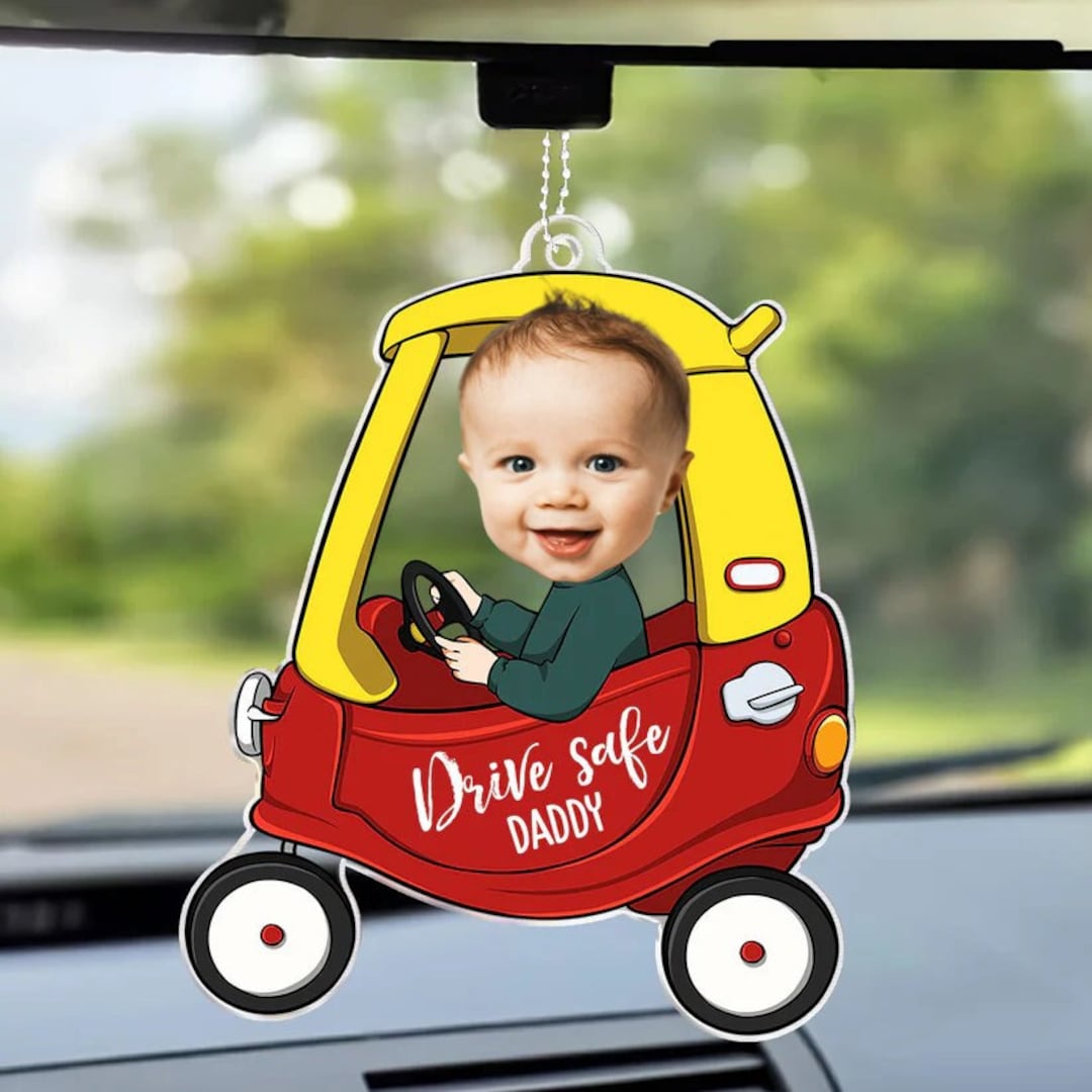 Fathers Day Gifts, Hanging Car Baby Photo Face Custom Car Ornament, Car ...