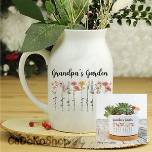 Personalized Grandpa's Garden Plant Pot, Birth Month Flower ...