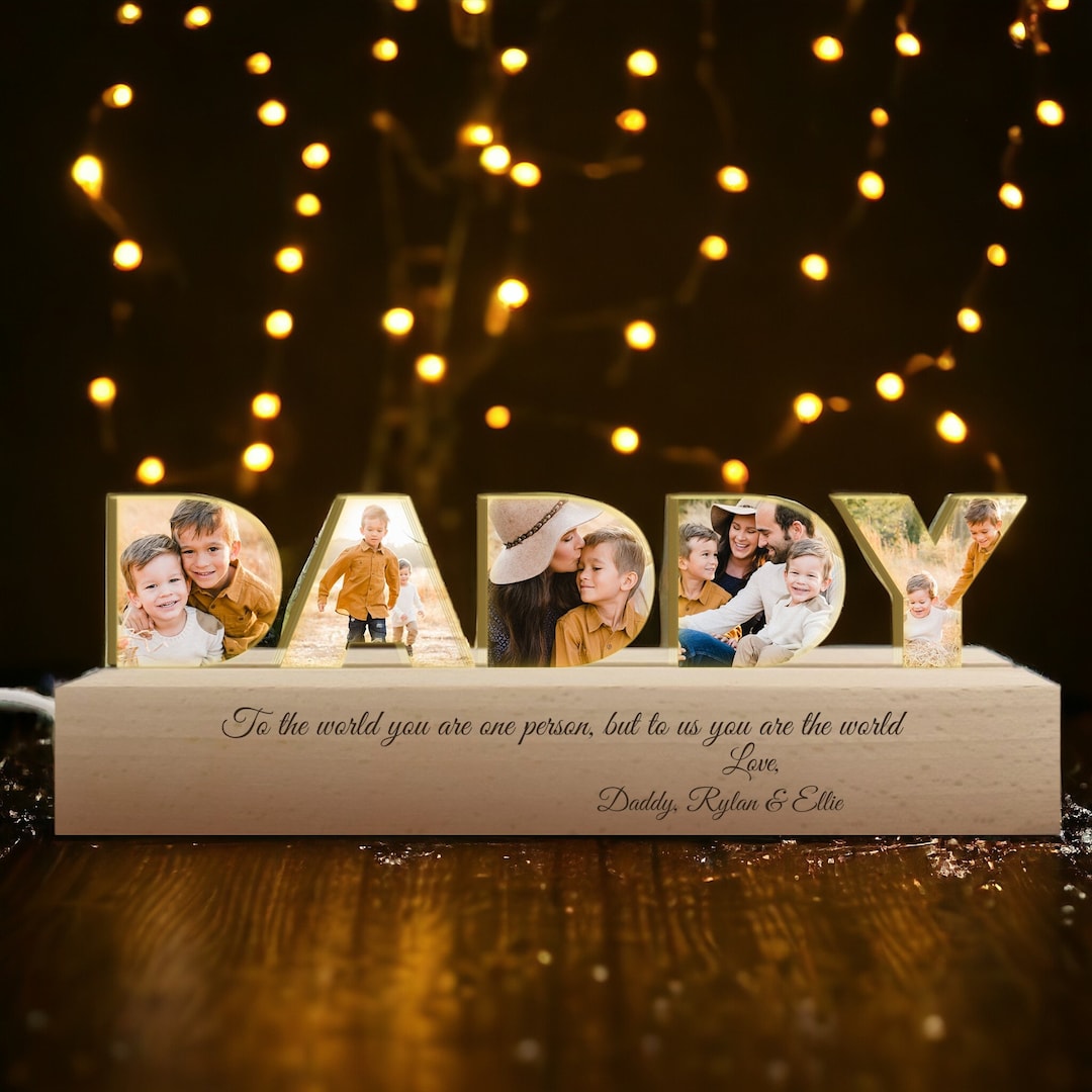 Personalized Dad Photo Collage Night Light, Custom Dad Photo Gift ...