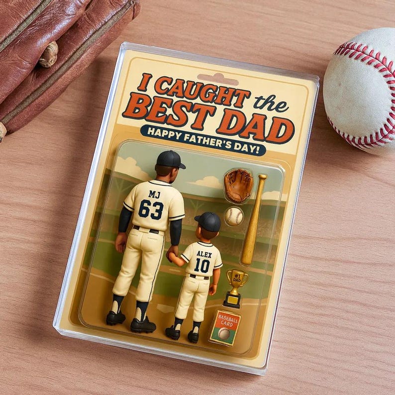 We Caught the Best Dad Baseball Custom Figure Personalized 2D Acrylic ...