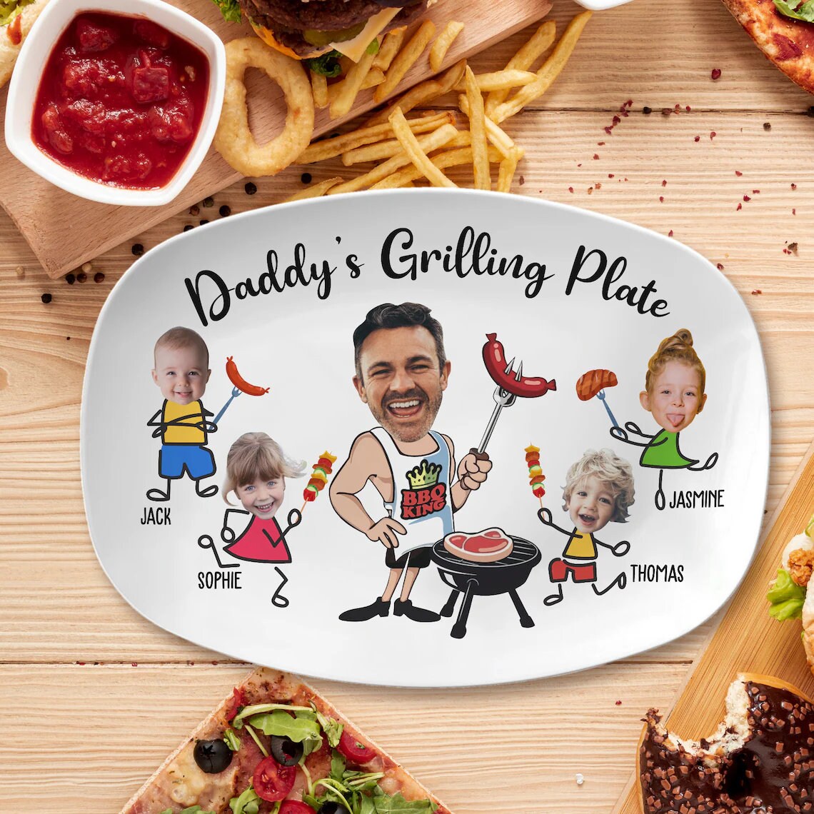 Personalized Dad Grilling Platter, Father's Day Gift From Kids - Etsy