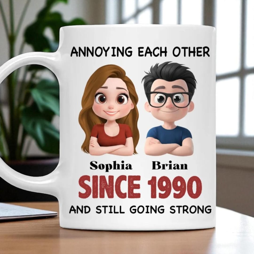 Personalized Anniversary Mug – Funny Couple Cartoon Gift - Etsy