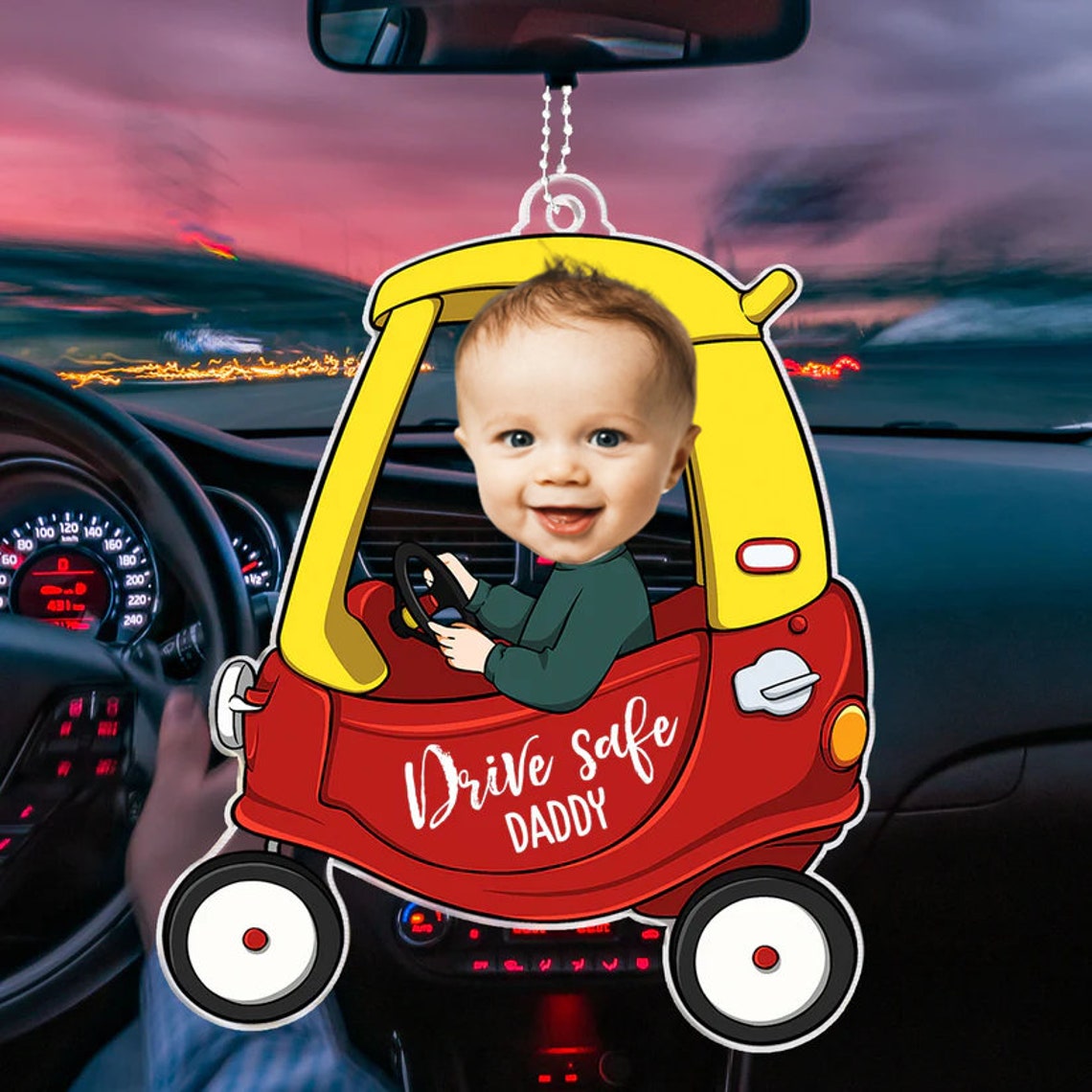 Fathers Day Gifts, Hanging Car Baby Photo Face Custom Car Ornament, Car ...